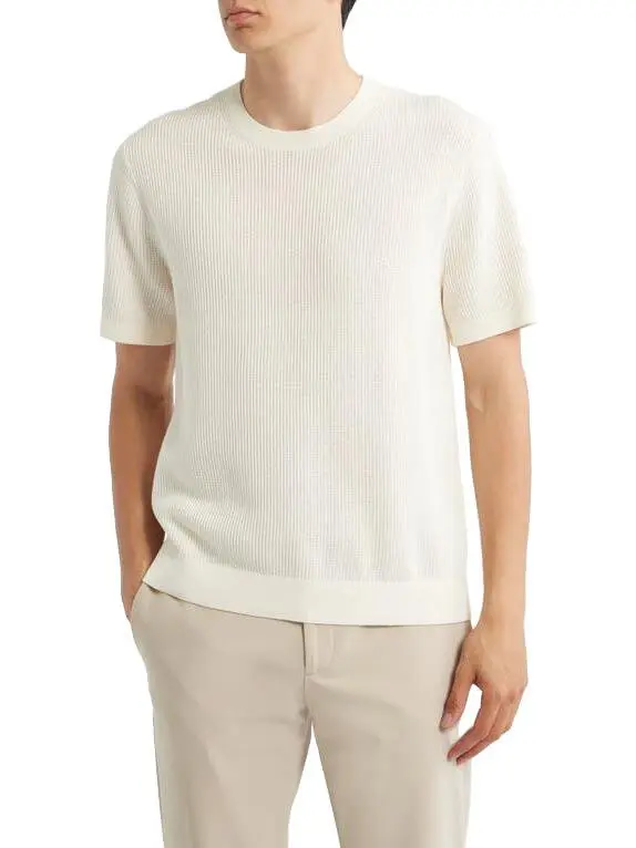 Theory Tactile Mesh Crewneck T-shirt - Eggshell