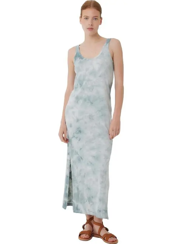 Majestic Filatures Stretch Organic Cotton Cloud Maxi Tank Dress - Aqua
