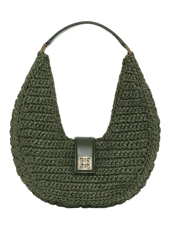 ANINE BING Lou Monogram Shoulder Bag - Olive