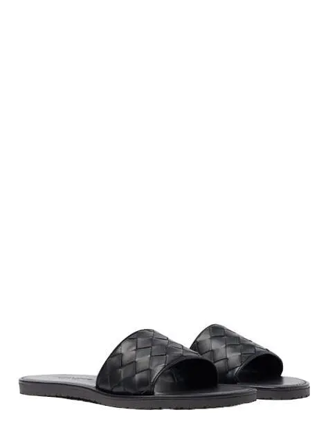 SCAROSSO Ulisse Woven Leather Sandals - Black - Calf