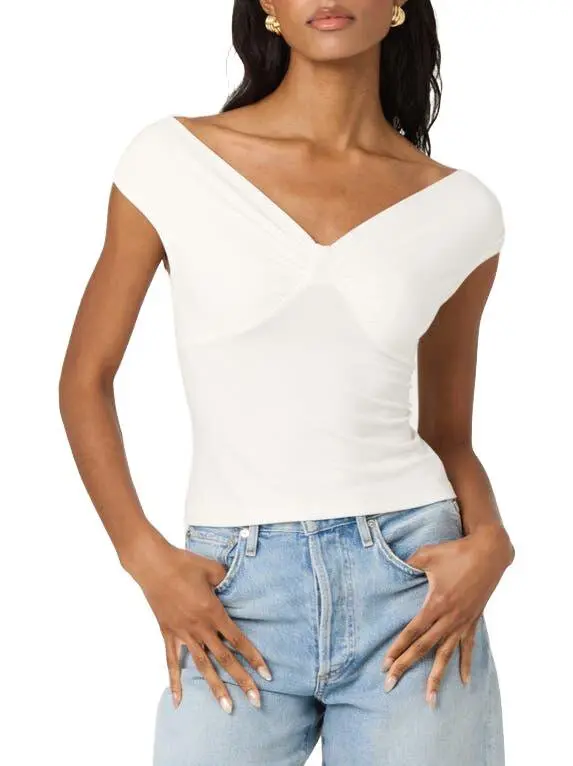 Astr The Label Ruched Off-the-shoulder Top - Off White