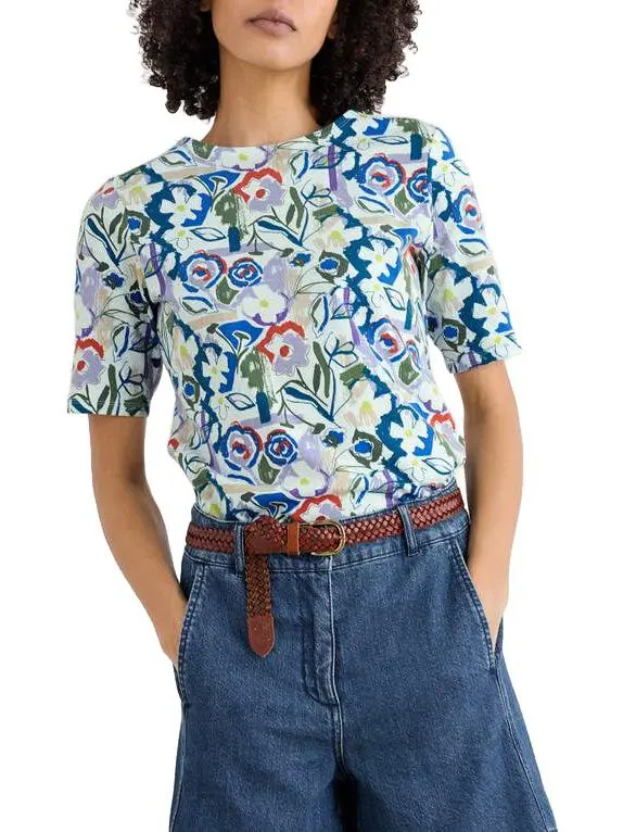 SEASALT CORNWALL Poisson Print Organic Coton T-shirt - Studio Floral Chalk