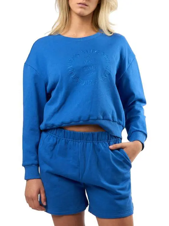 VIENS AVEC MOI The Lakeside Set Cotton Graphic Sweatshirt - Blue