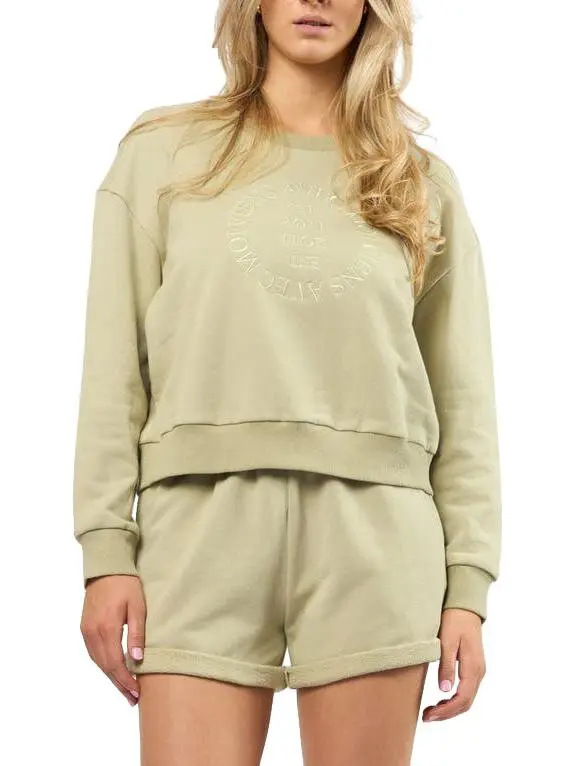 VIENS AVEC MOI The Lakeside Set Cotton Graphic Sweatshirt - Sage