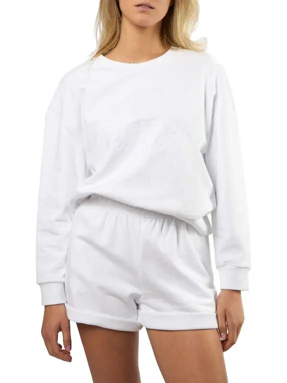 VIENS AVEC MOI The Lakeside Set Cotton Graphic Sweatshirt - White