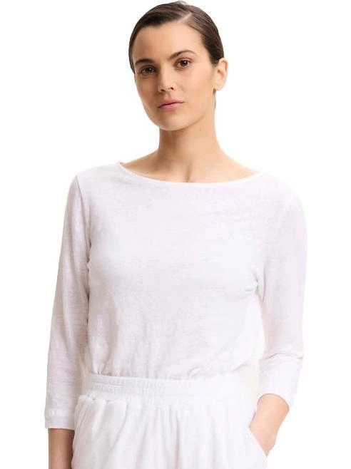 Majestic Filatures Stretch Linen Three-quarter Sleeve Boatneck T-shirt - Blanc