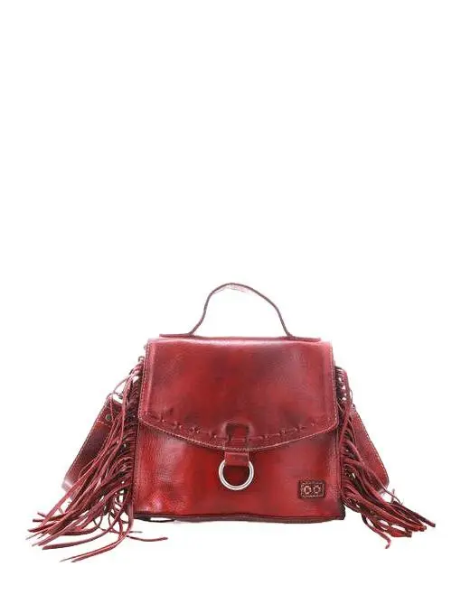 Bed Stu Leather Crossbody Handbag With Fringe - Cherry Lacquer Dd