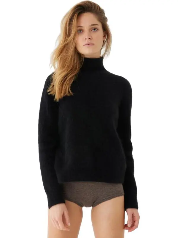 Majestic Filatures Laser Cut Alpaca Turtleneck - Noir