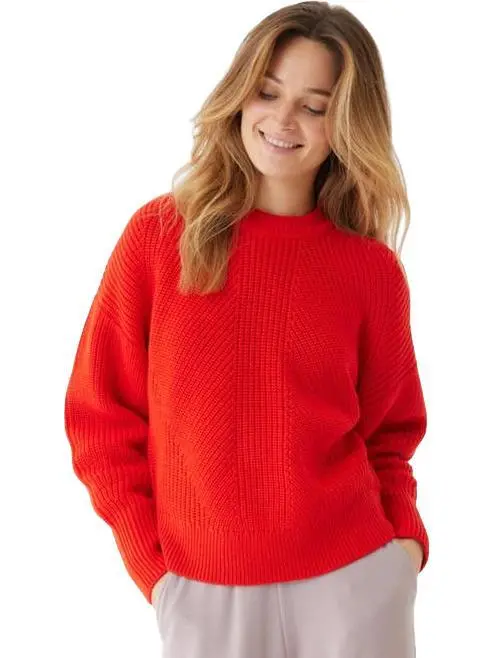 Majestic Filatures Merino Rib Long Sleeve Crewneck - Rouge