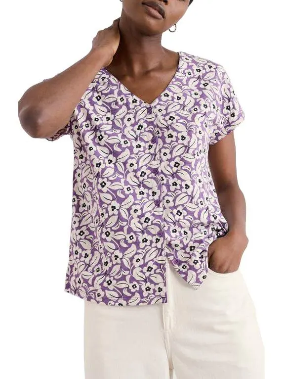 SEASALT CORNWALL Studio Glass Organic Cotton Top - Winsome Floral Pansy