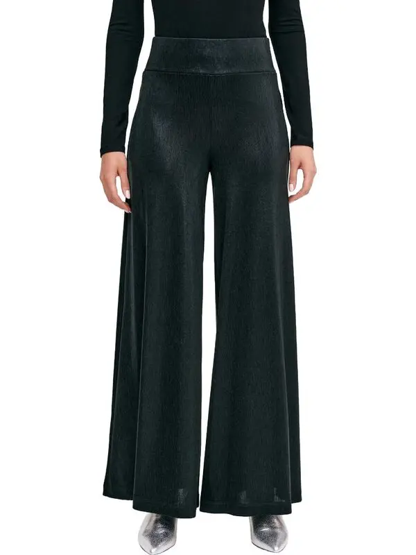 MARCELLA Georgia Metallic Wide Leg Pants - Onyx
