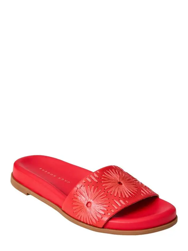 Jack Rogers Somerset Embroidered Slide Sandal - Fire Red/ Fire Red