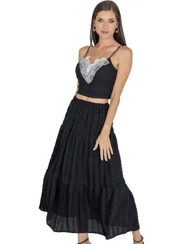 AKALIA Emma Top & Maxi Skirt Set - Black