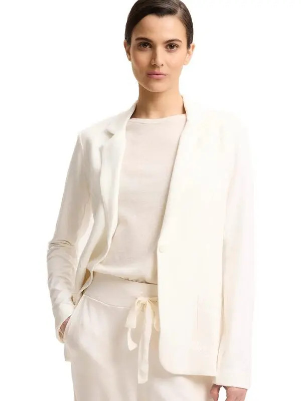 Majestic Filatures French Terry Looped One-button Blazer - Cream