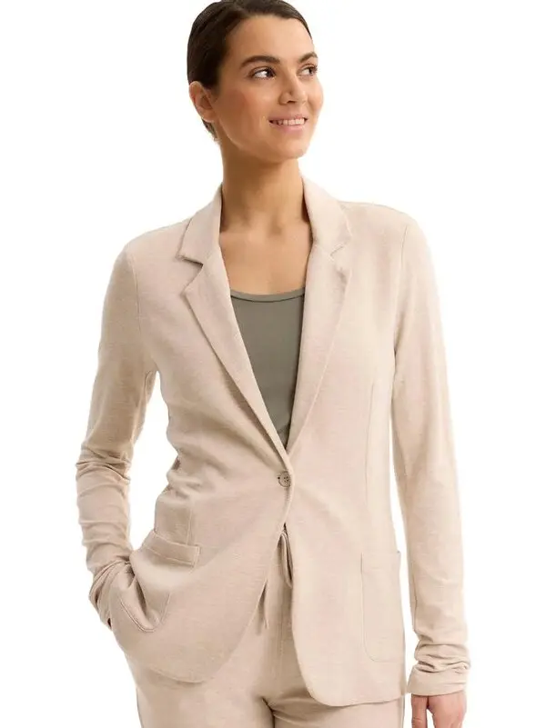 Majestic Filatures French Terry Looped One-button Blazer - Ecru Chine