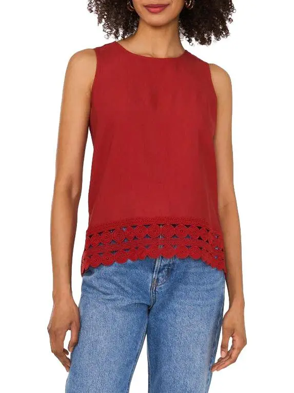 Vince Camuto Circle Lace Trim Tank - Chili