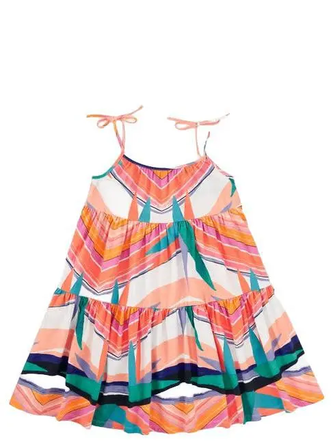 TEA COLLECTION Tie Shoulder Tiered Dress - Bird Of Paradise Stripe