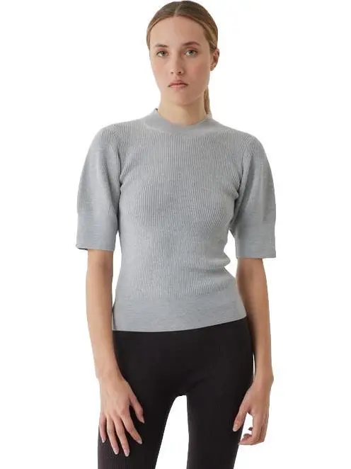 Majestic Filatures Compact Merino Mini Rib Short Sleeve Crewneck - Gris Chine Clair