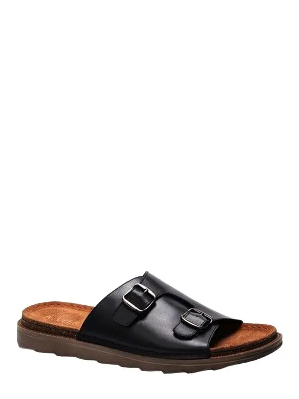 A. VEER Havana Double Strap Sandal - Black Leather