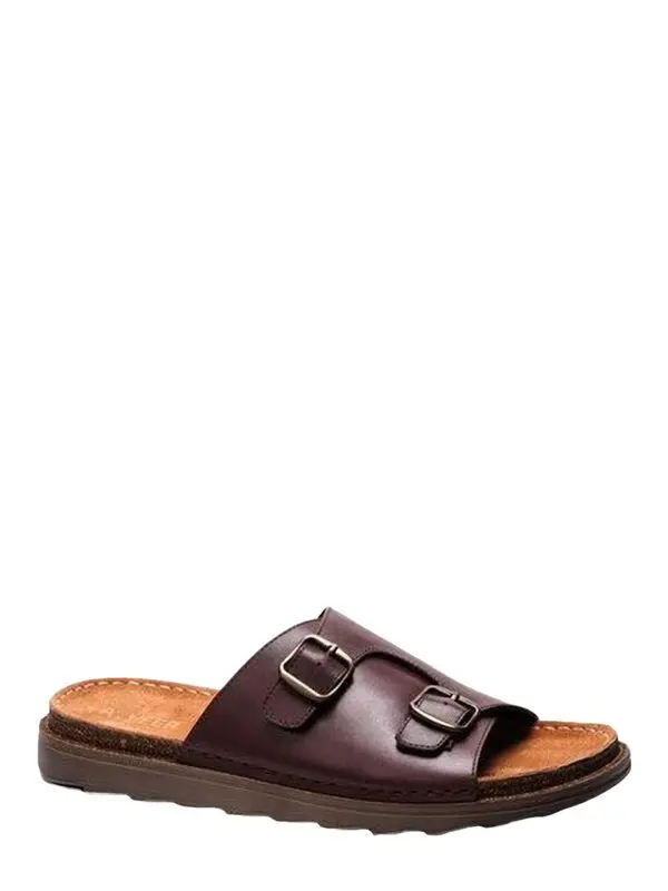 A. VEER Havana Double Strap Sandal - Brown Leather