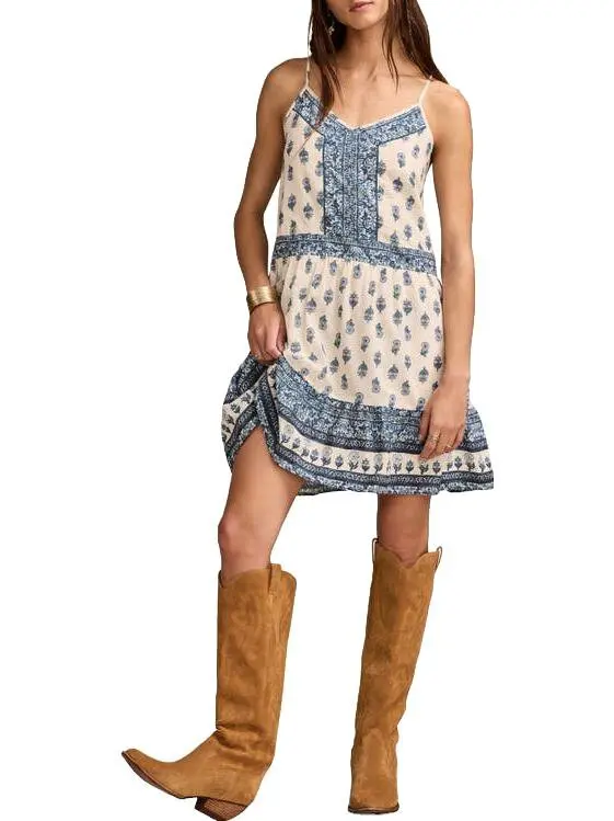 Lucky Brand Border Print Cotton Mini Dress - Blue Combo