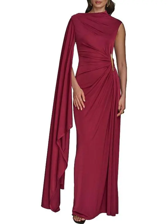 Donna Karan New York Ruched Drape Gown - Sangria