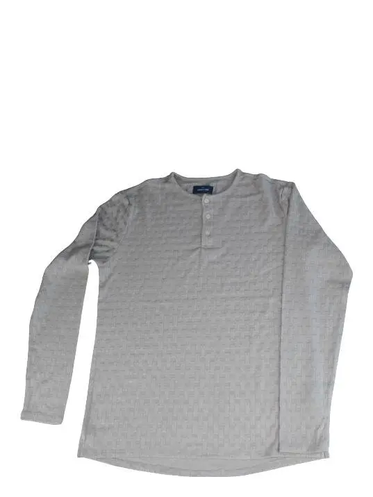 LEDGER & FORD Basketweave Henley - Grey