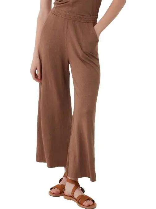 Majestic Filatures Stretch Linen Wide Leg Pant - Moccha