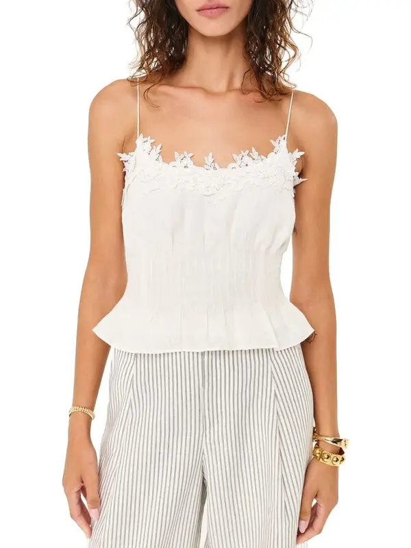 Cami Nyc Sanika Peplum Linen Camisole - Macadamia