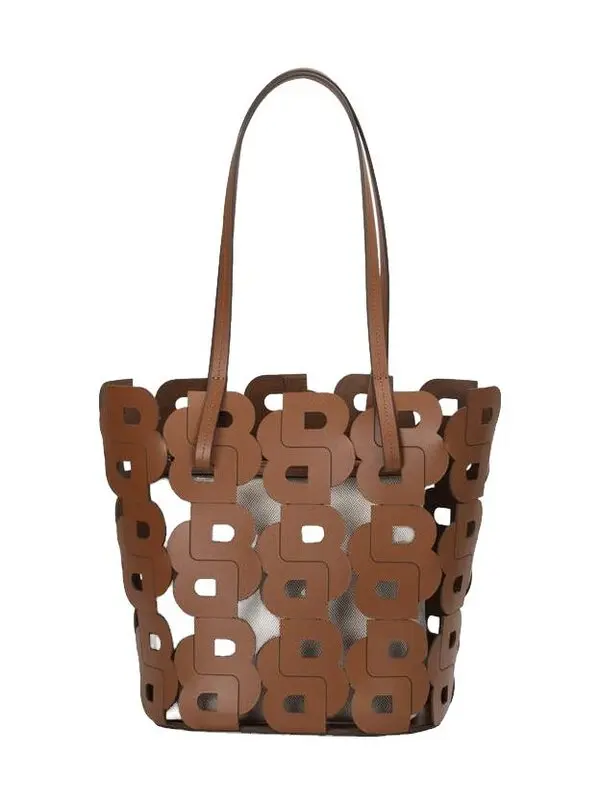BOSS Double B Monogram Leather Tote - Medium Brown