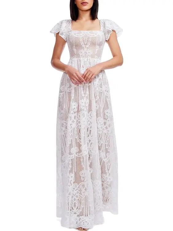 Dress The Population Janis Lace Gown - White-nude