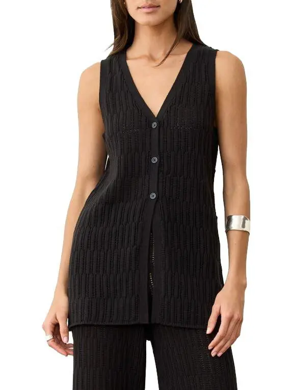 Marine Layer Open Stitch Sweater Vest - Black