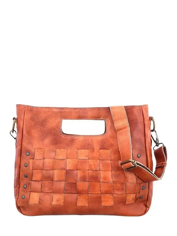 Bed Stu Orchid Handwoven Leather Handbag - Cognac Dd
