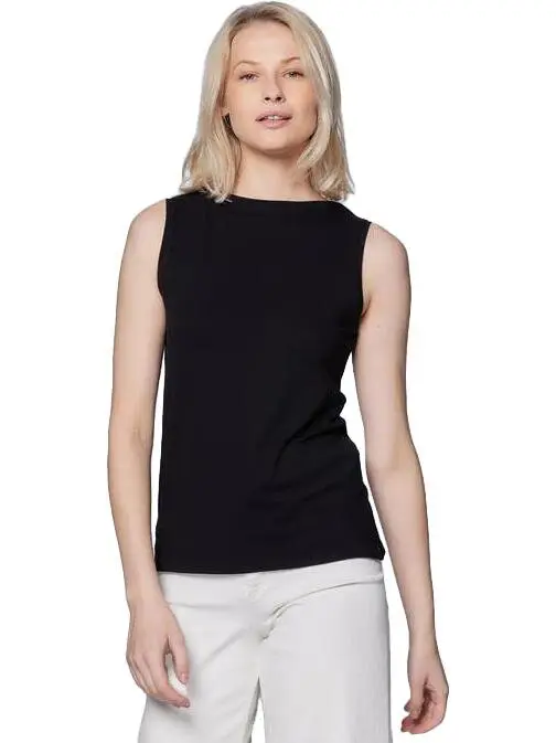 Majestic Filatures Soft Touch Semi-relaxed Boatneck Tank - Noir