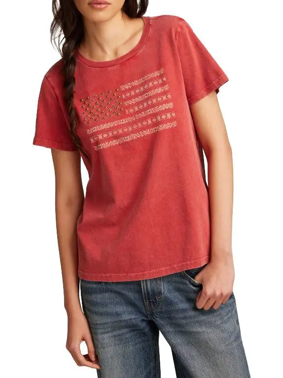 Lucky Brand Flag Stud Embellished Cotton Graphic T-shirt - Samba