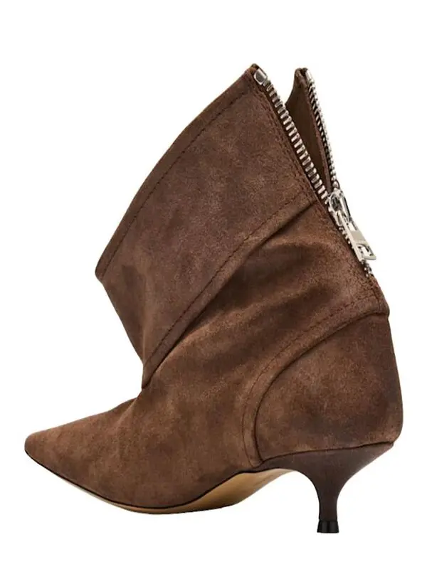 JW Anderson Biker Suede Kitten-heel Booties - Deep Walnut