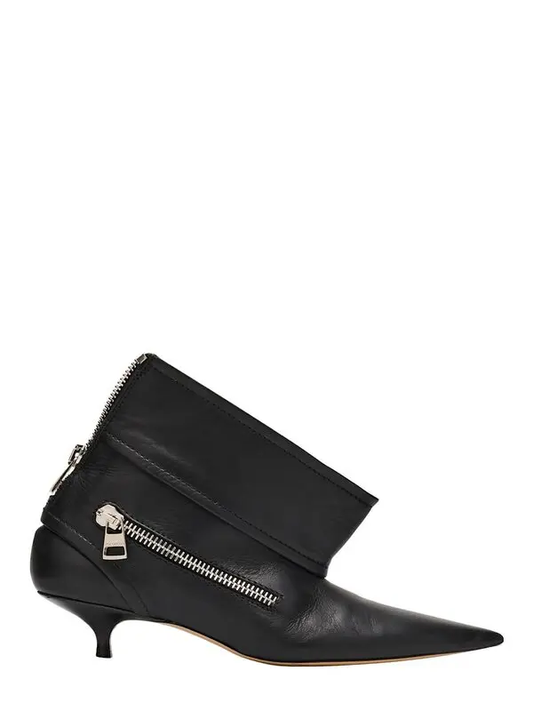 JW Anderson Biker Leather Kitten-heel Booties - Black