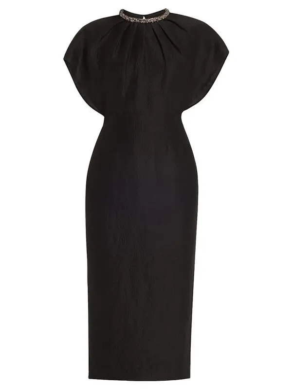 Roland Mouret Diamante Neck Midi Dress - Black