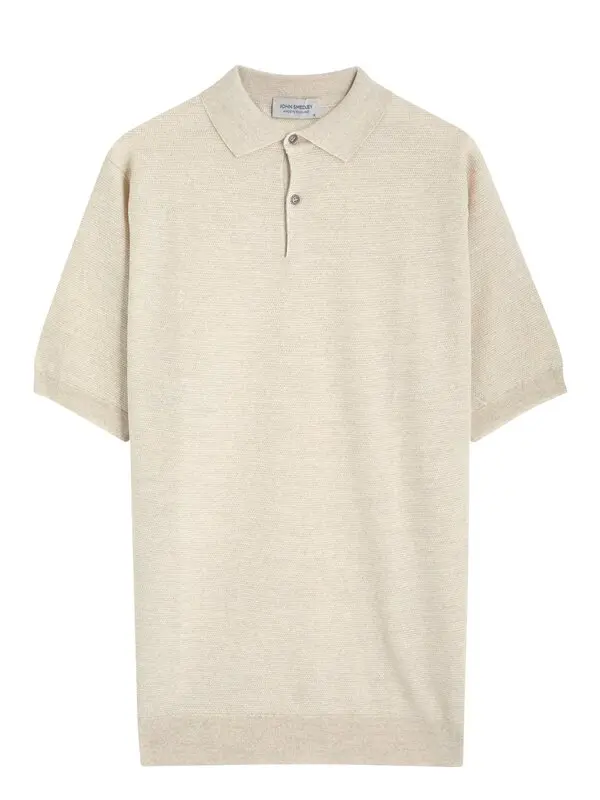 John Smedley Textured Fine-knit Wool Polo Shirt - Grey