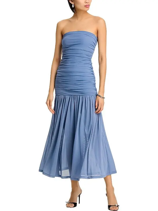 Bardot Solana Mesh Maxi Dress - Dusty Blue