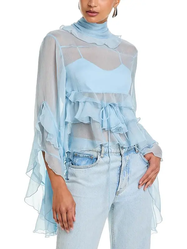 Bardot Anyssa Ruffle Blouse - Soft Blue