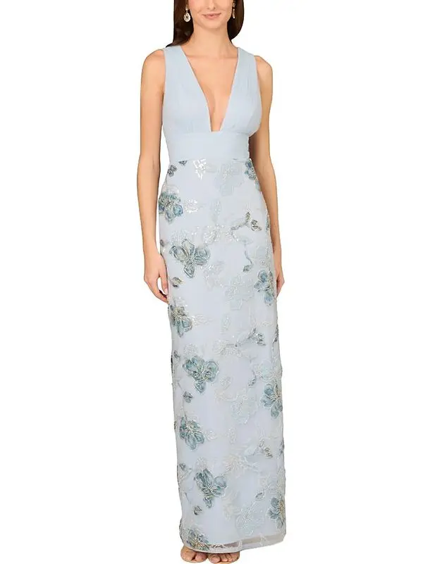 Aidan Mattox Embellished Gown - Tropez Blue