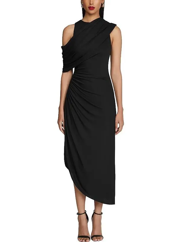 Halston Gabrielle Matte Jersey Midi Dress - Black