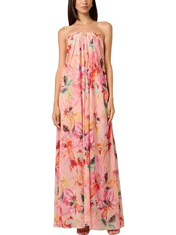 LIV FOSTER Brooke Chiffon Gown - Coral Multi