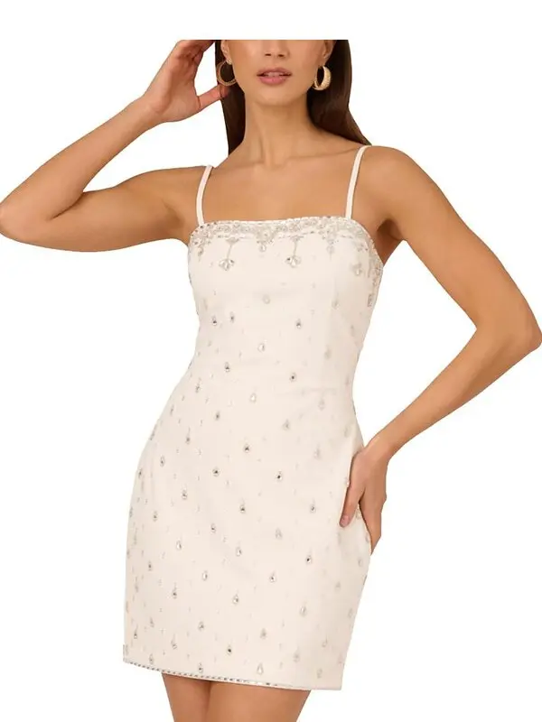 Adrianna Papell Beaded Sheath Dress - Ivory