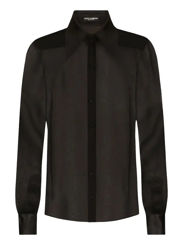Dolce & Gabbana Silk Chiffon Shirt With Satin Details - Black