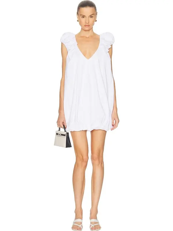 Caroline Constas Aerin V-neck Bubble Mini Dress - White