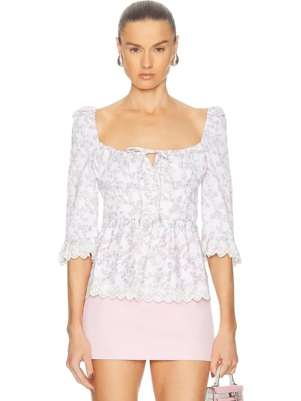 Coperni Open Neck Princess Top - Print Flowers White