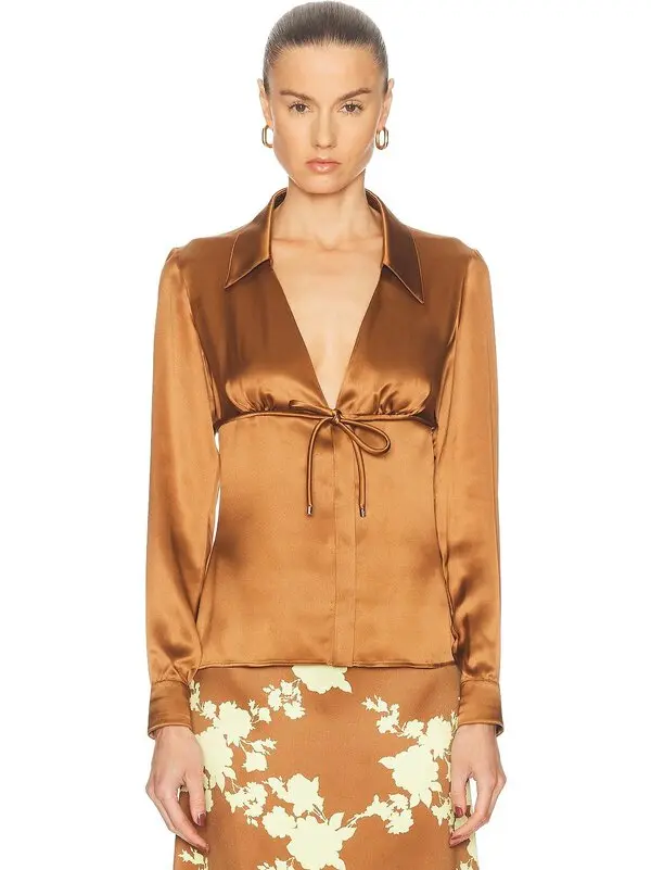 Versace Tie Front Blouse - Tobacco