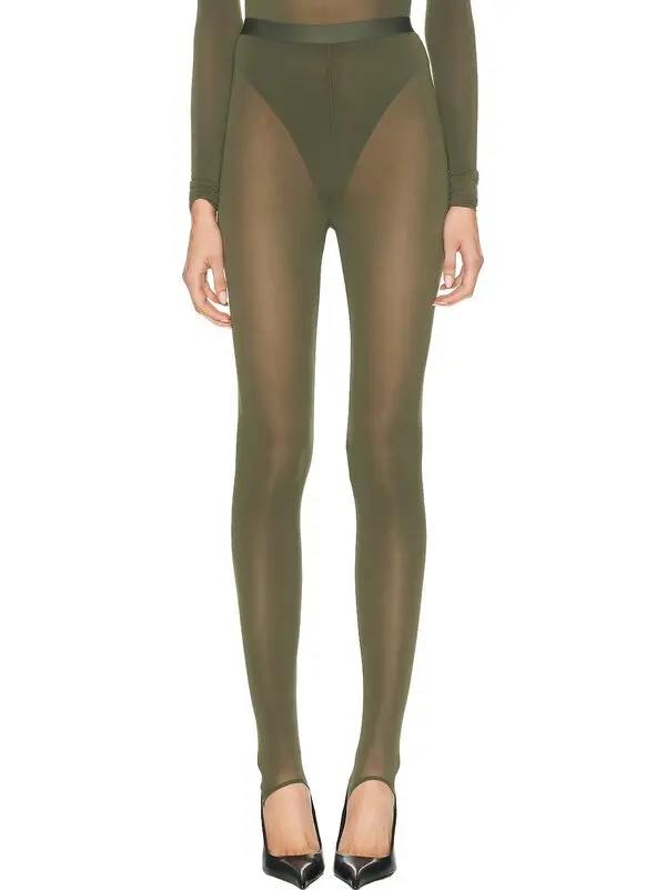 Wardrobe.NYC Sheer Stirrup Legging - Military